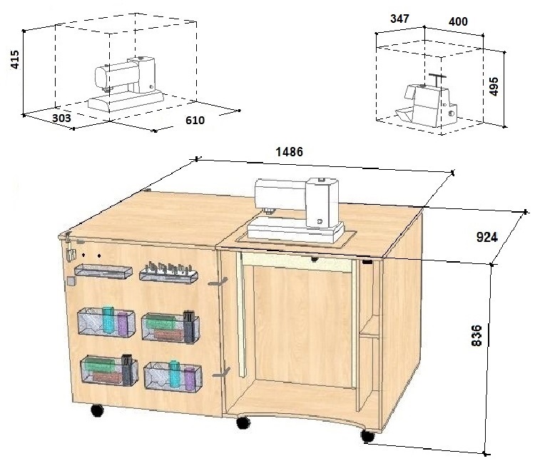 COMFORT 1Q Sewing machine and overlocker table